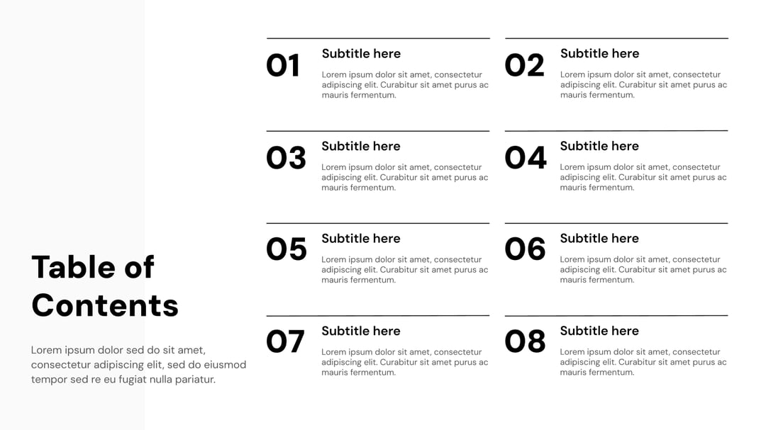 Free Table of Contents Template for Google Slides & PPT