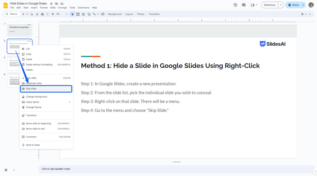 How to Hide or Unhide a Slide in Google Slides? 3 Easy Ways