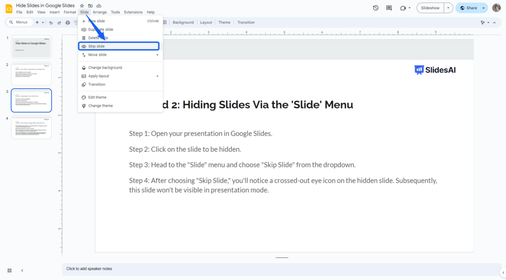 How to Hide or Unhide a Slide in Google Slides? 3 Easy Ways