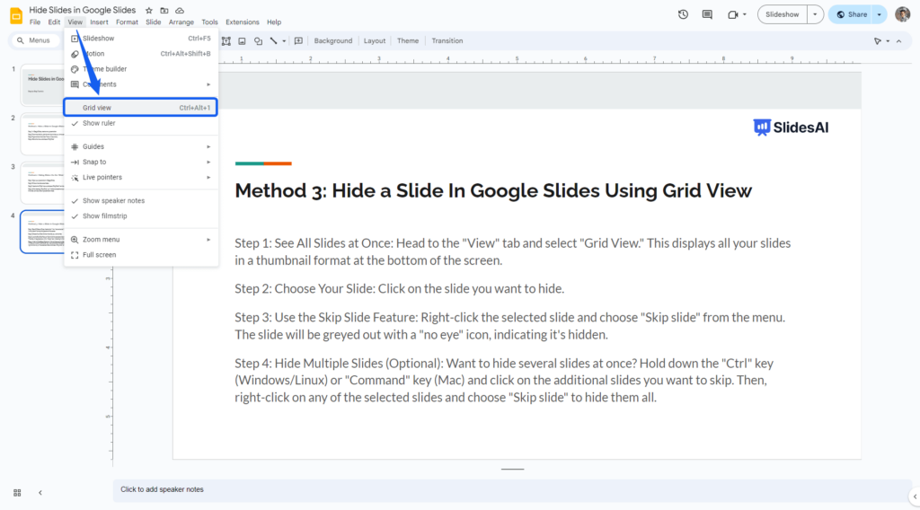 How to Hide or Unhide a Slide in Google Slides? 3 Easy Ways