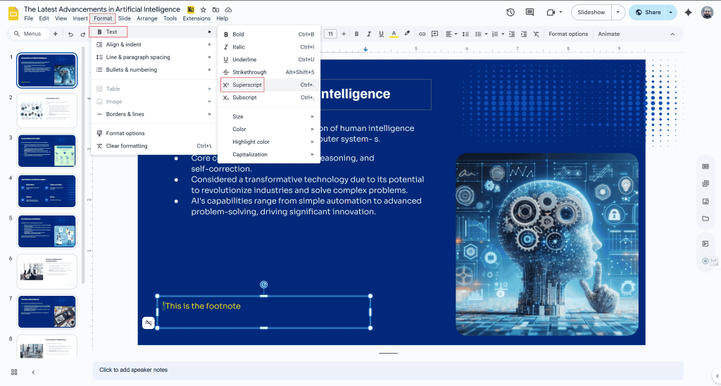 How to Add Footnotes in Google Slides? | SlidesAI