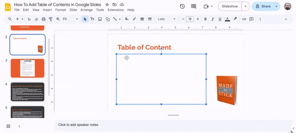 How To Add Table of Contents in Google Slides? Slides AI
