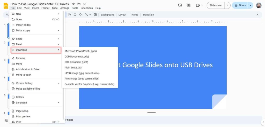 Easy Steps to Put Google Slides onto USB Drives - SlidesAI