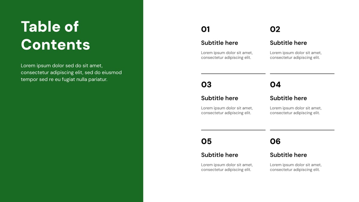 Free Table of Contents Template for Google Slides & PPT