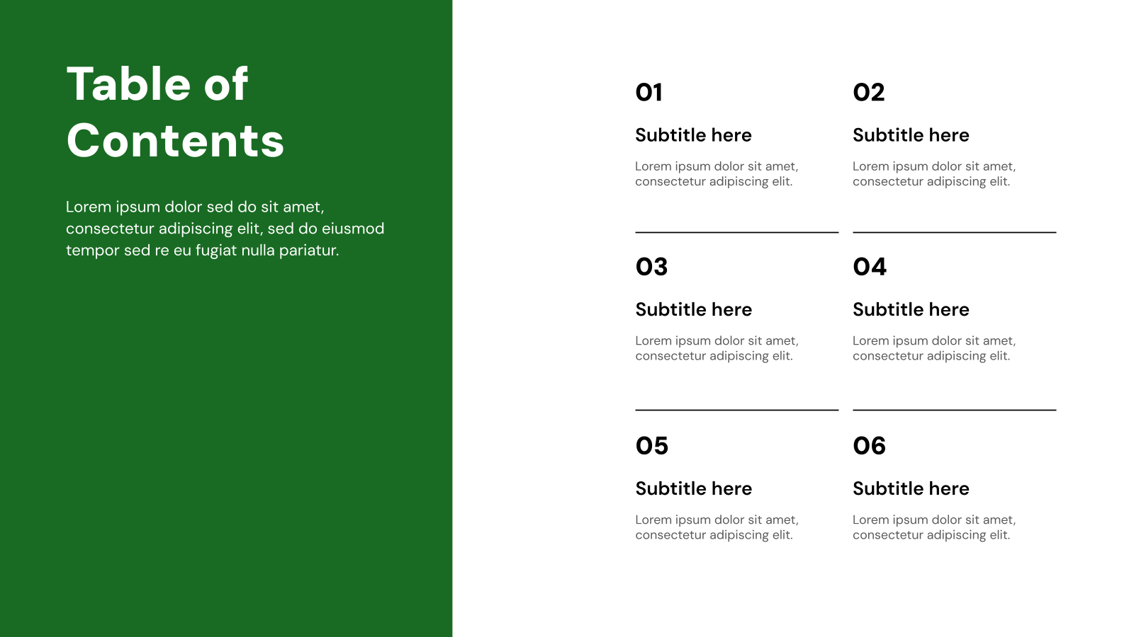 Free Table of Contents Template for Google Slides & PPT