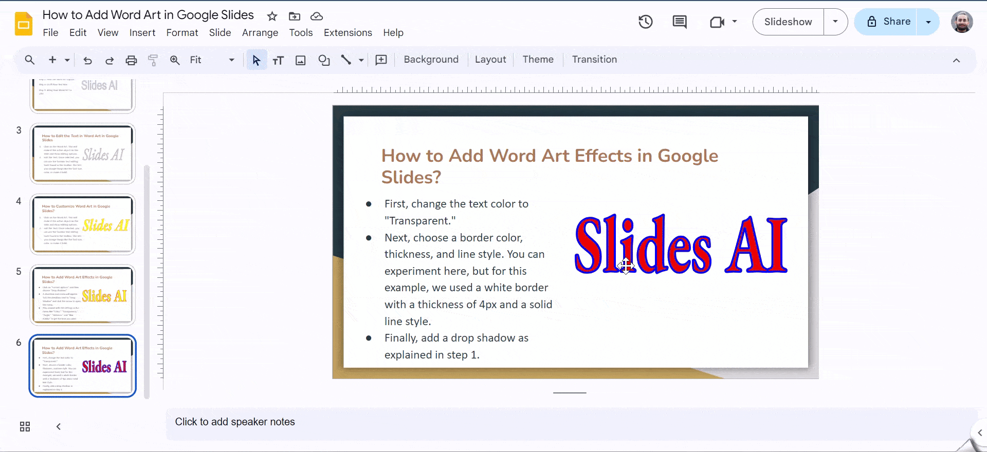 How to Add Word Art in Google Slides?