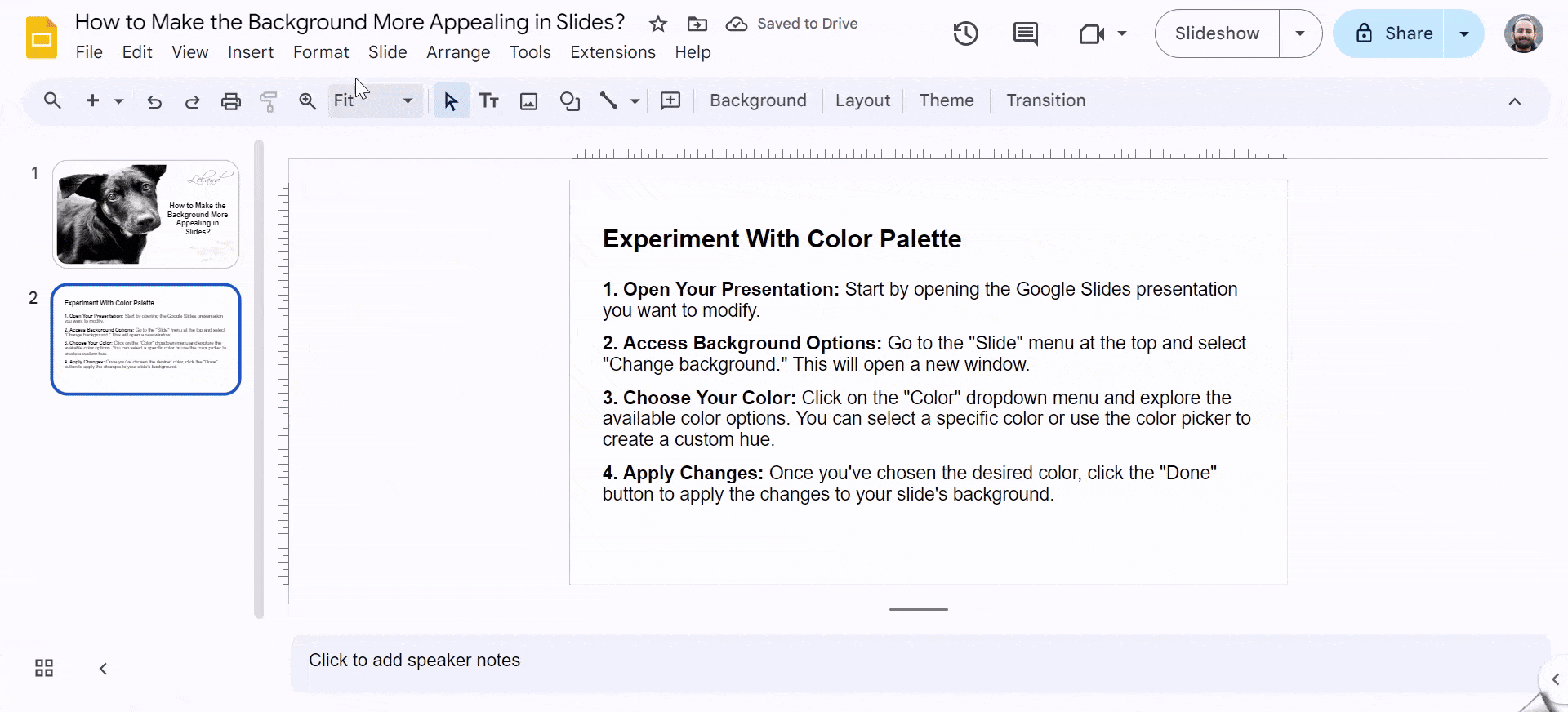 How to Make the Background More Appealing in Google Slides?