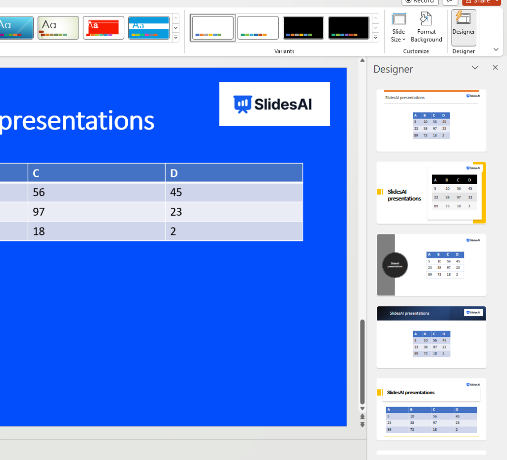 PowerPoint Design Ideas Tool: How to Use it? | SlidesAI