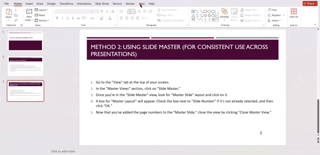 How to Add Page Numbers in PowerPoint