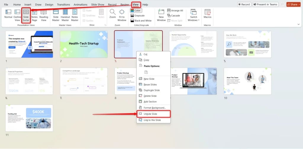 How to Hide and Unhide Slides in Powerpoint?