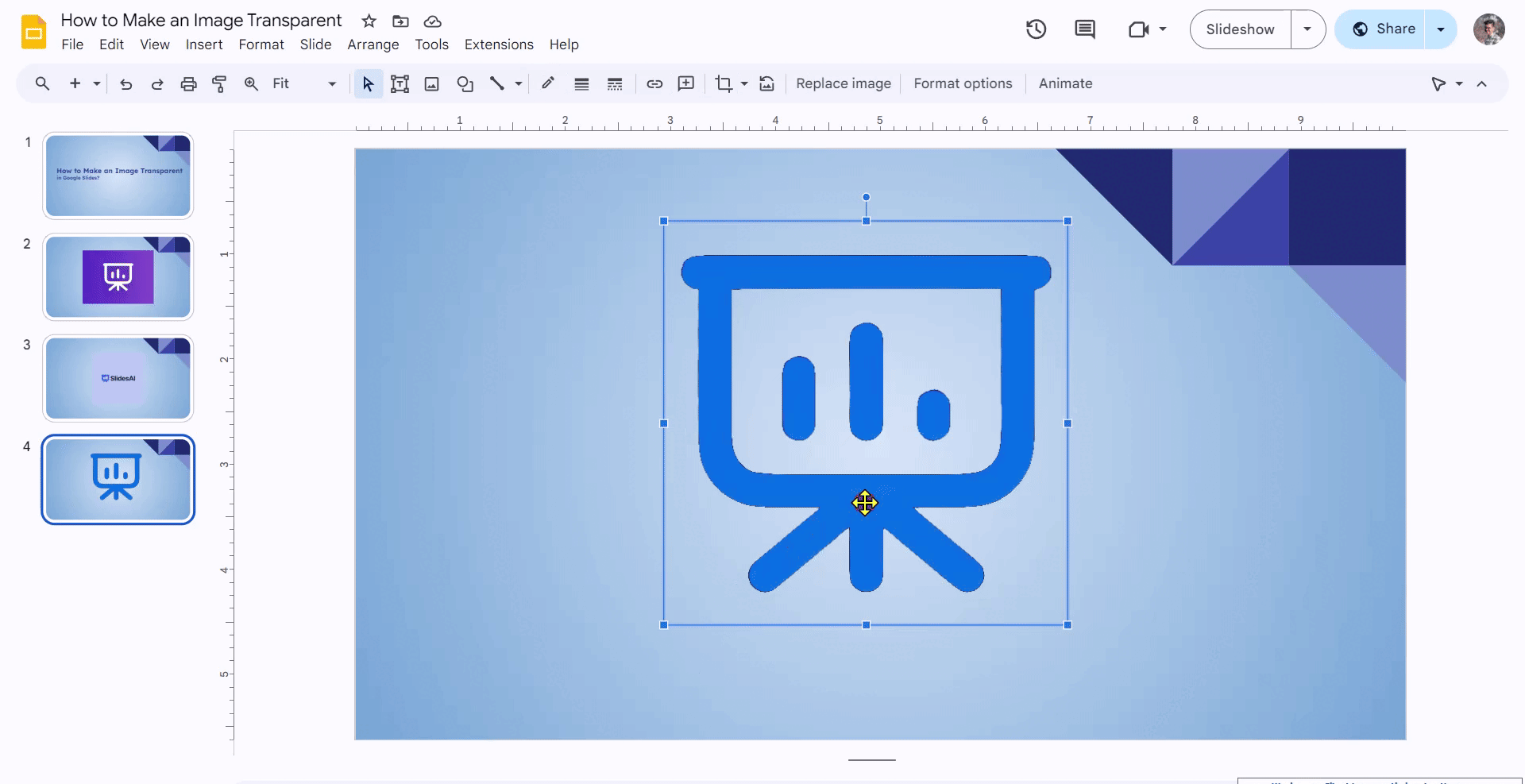 How to Make an Image Transparent in Google Slides?
