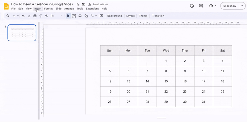 How to Make a Calendar in Google Slides? 7 Simple Steps